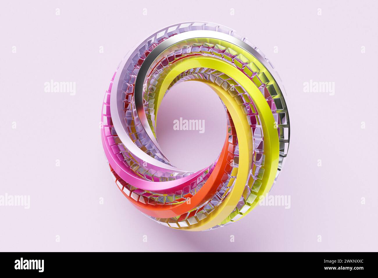 3D illustaration of a colorful torus. Fantastic cell. Simple geometric ...