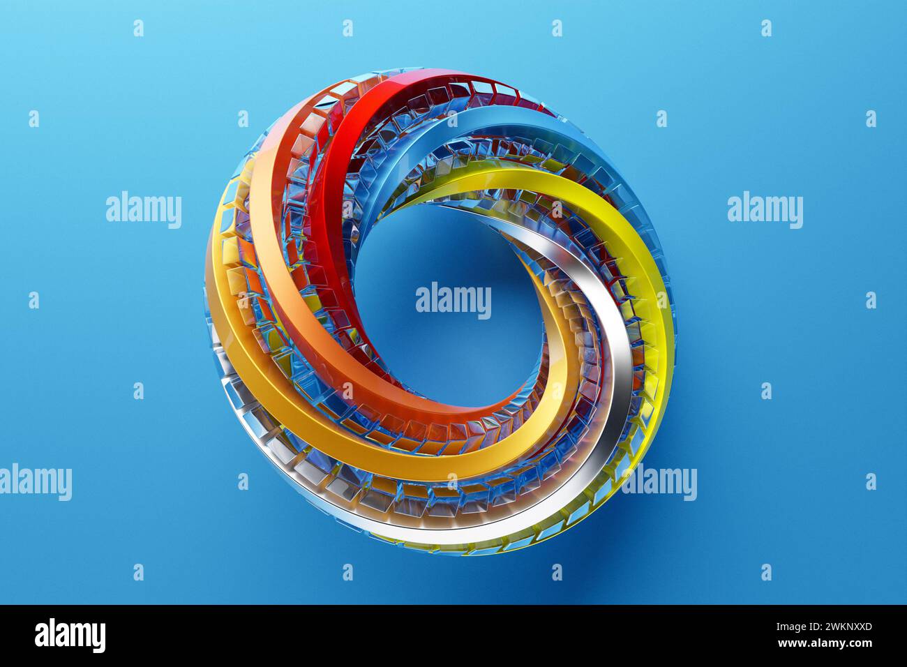 3D illustaration of a colorful torus. Fantastic cell. Simple geometric ...