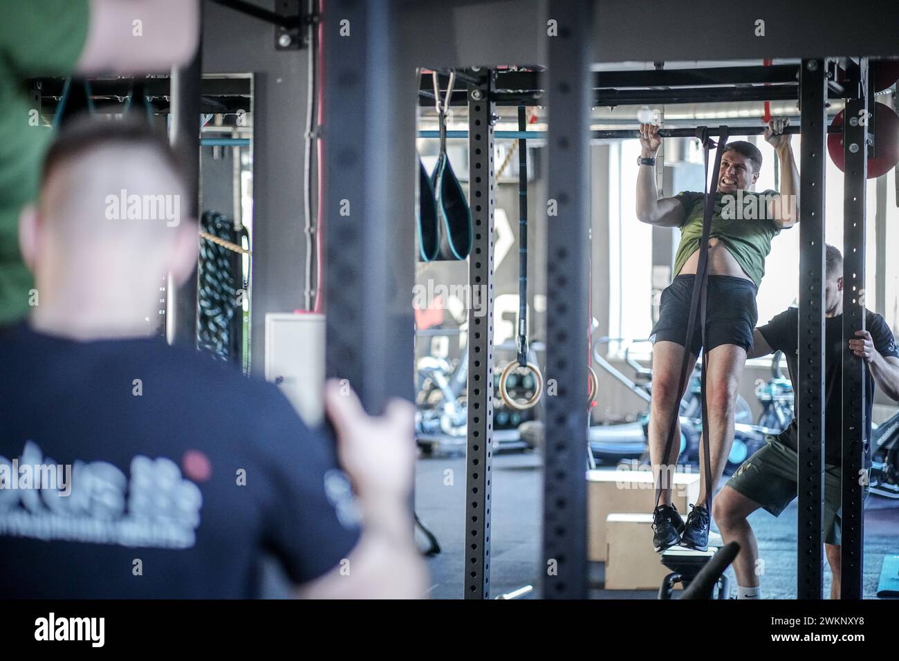 Odessa, Ukraine. 21st Feb, 2024. Max, a Ukrainian soldier, is training ...