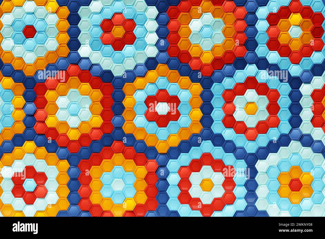 Multicolored pattern, hexagon pattern. 3D visualization Stock Photo - Alamy