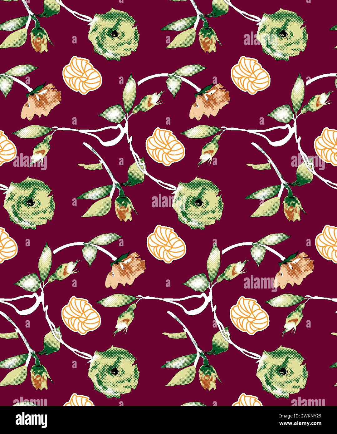 multi colored decorated hand draw rendered traced ornamental all over ...