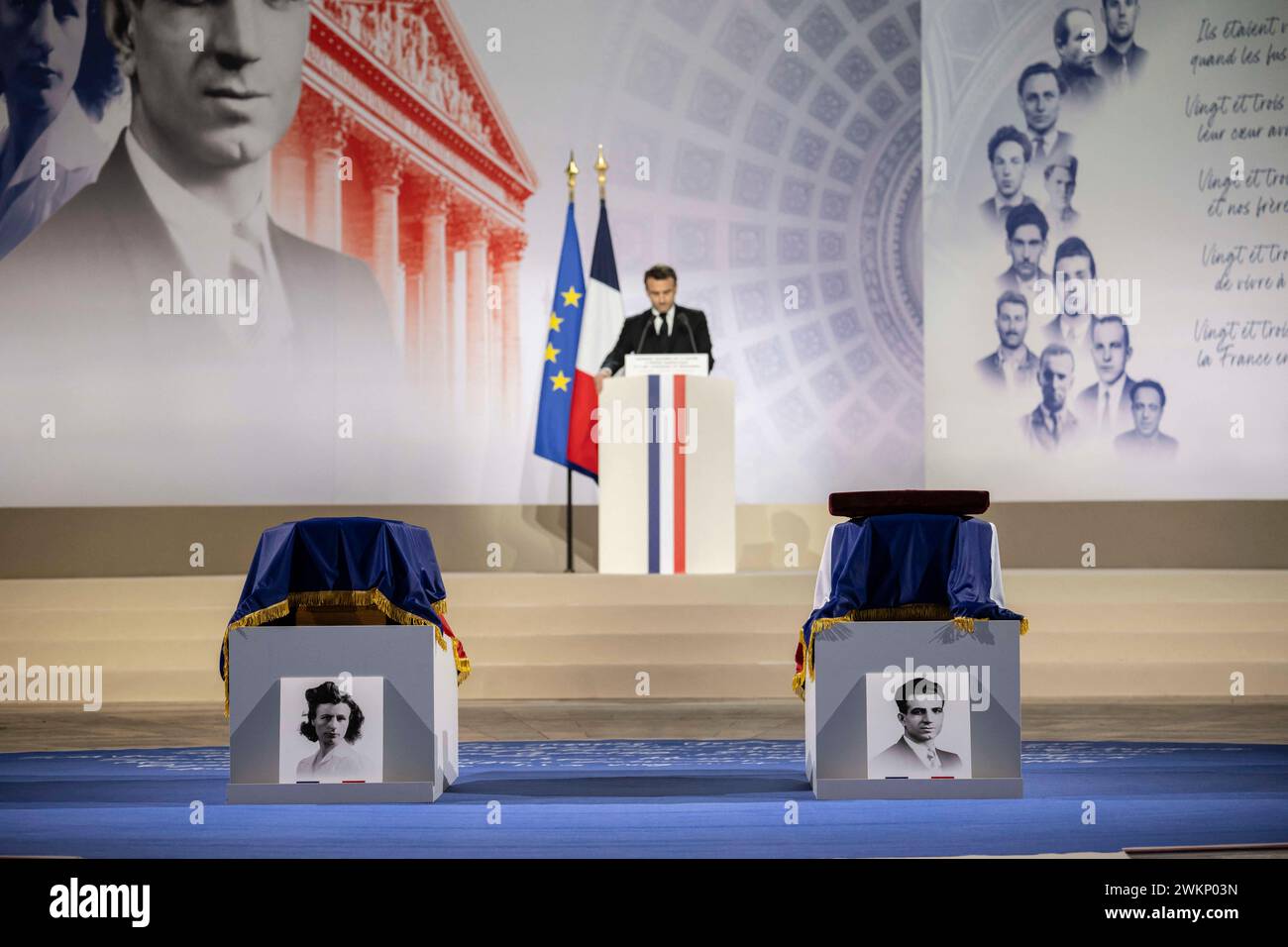 French President Emmanuel Macron gives a speech during the national ...