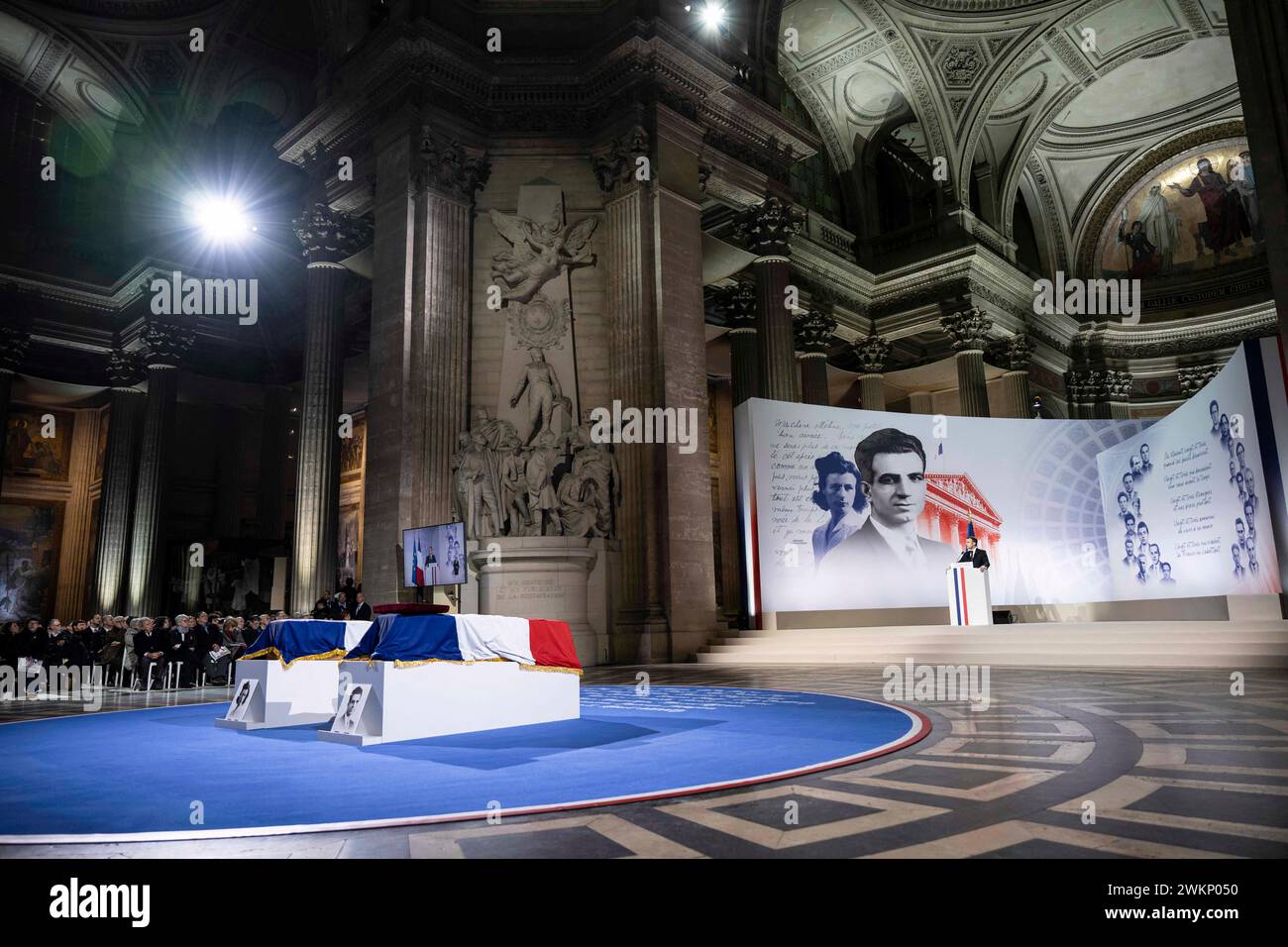 French President Emmanuel Macron gives a speech during the national ...