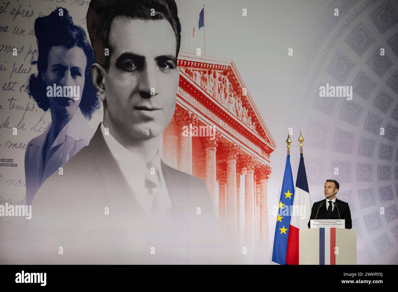 French President Emmanuel Macron gives a speech during the national ...