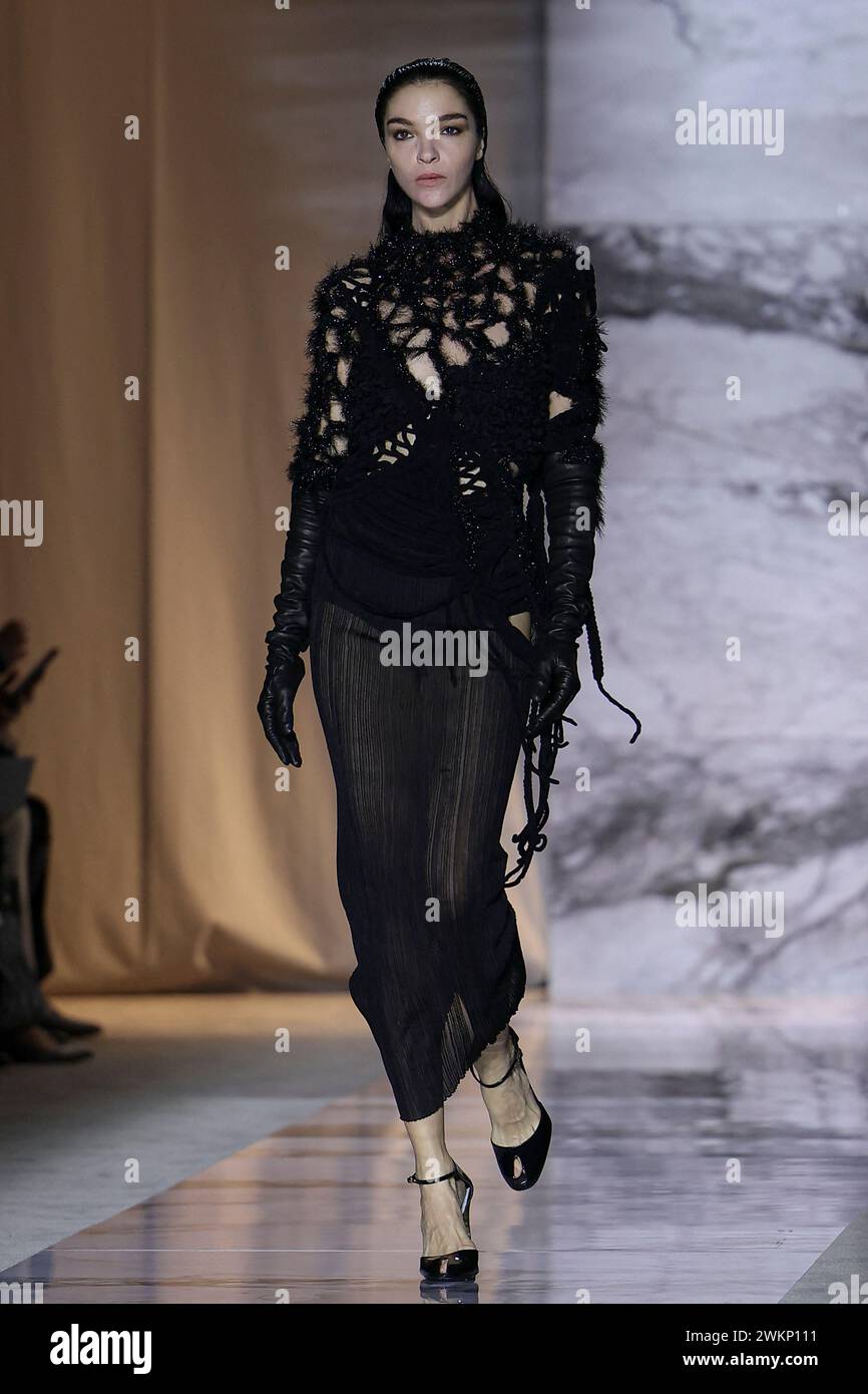 Maria Carla Boscono walks the runway at Roberto Cavalli fashion show ...