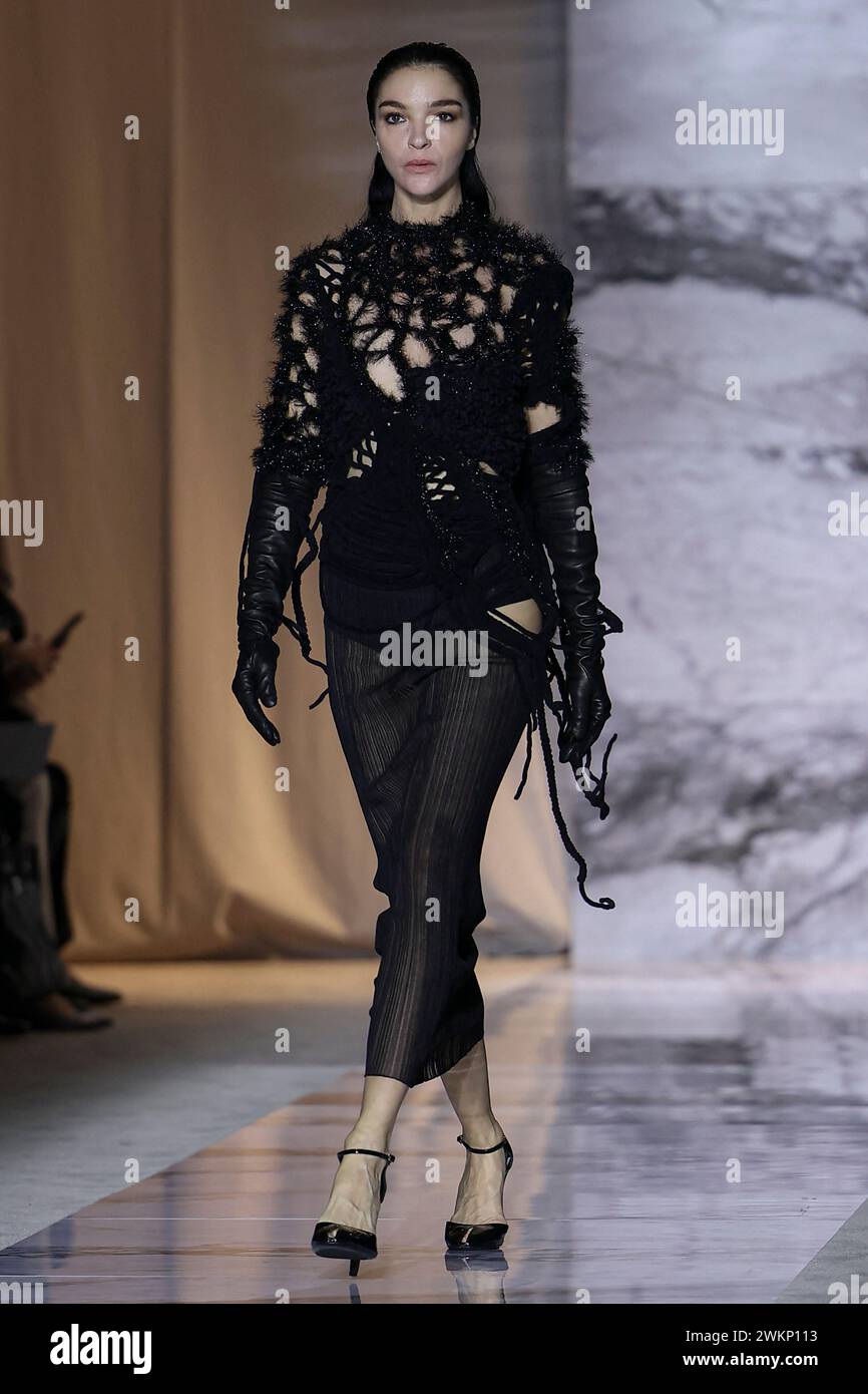 Maria Carla Boscono walks the runway at Roberto Cavalli fashion show ...