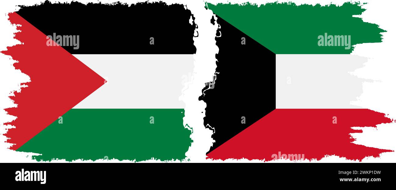 Kuwait and Palestine grunge flags connection, vector Stock Vector Image ...