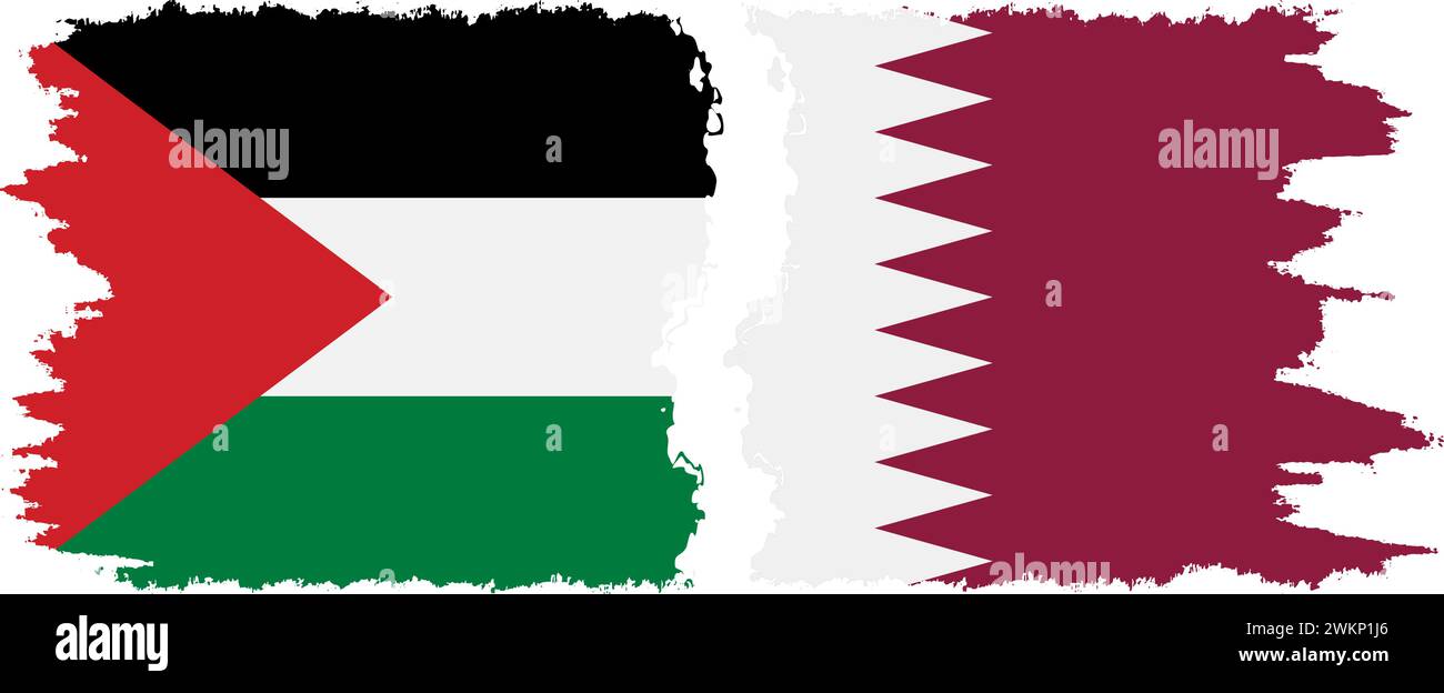 Qatar and Palestine grunge flags connection, vector Stock Vector Image ...