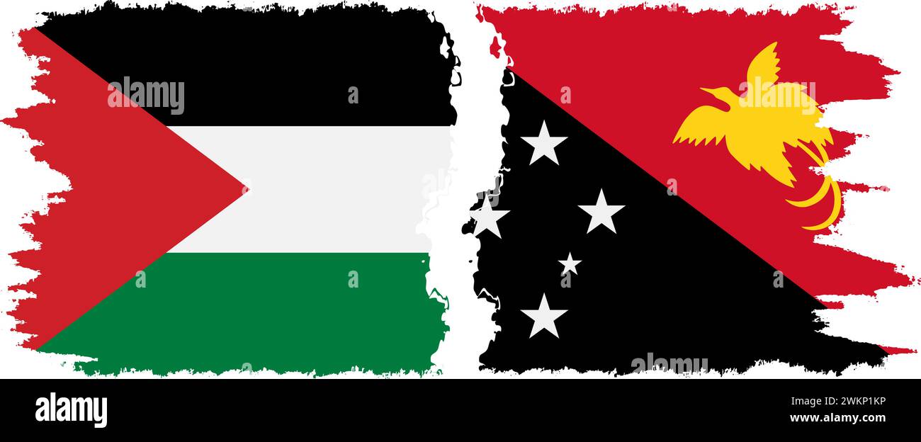 Papua New Guinea and Palestine grunge flags connection, vector Stock ...