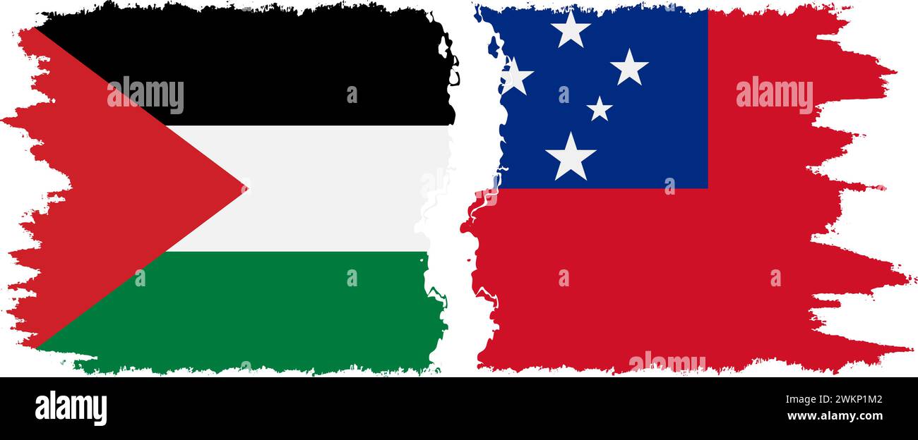 Independent State and Palestine grunge flags connection, vector Stock ...