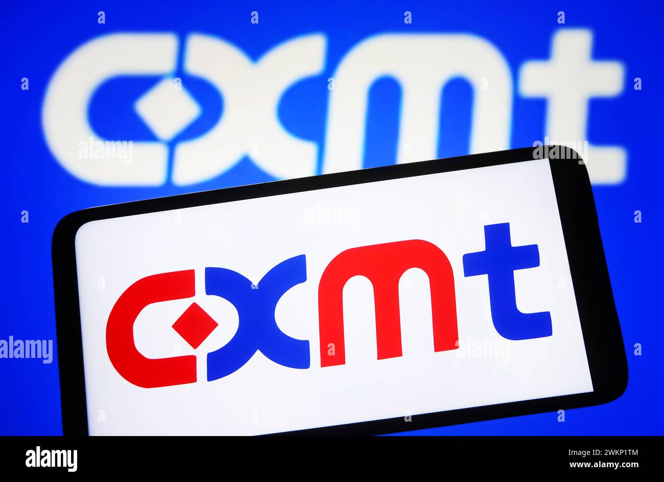 In this photo illustration, ChangXin Memory Technologies (CXMT) logo is seen on a smartphone and ...