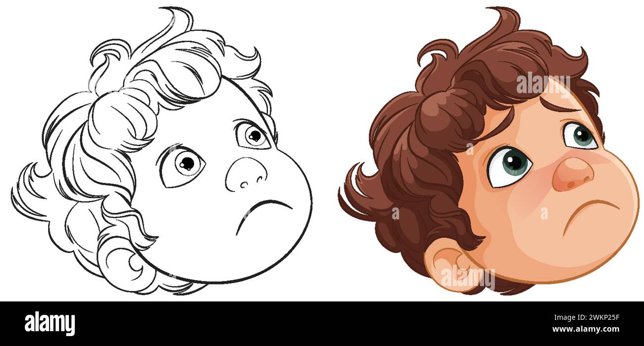 Two cartoon kids with expressive curious faces Stock Vector Image & Art ...