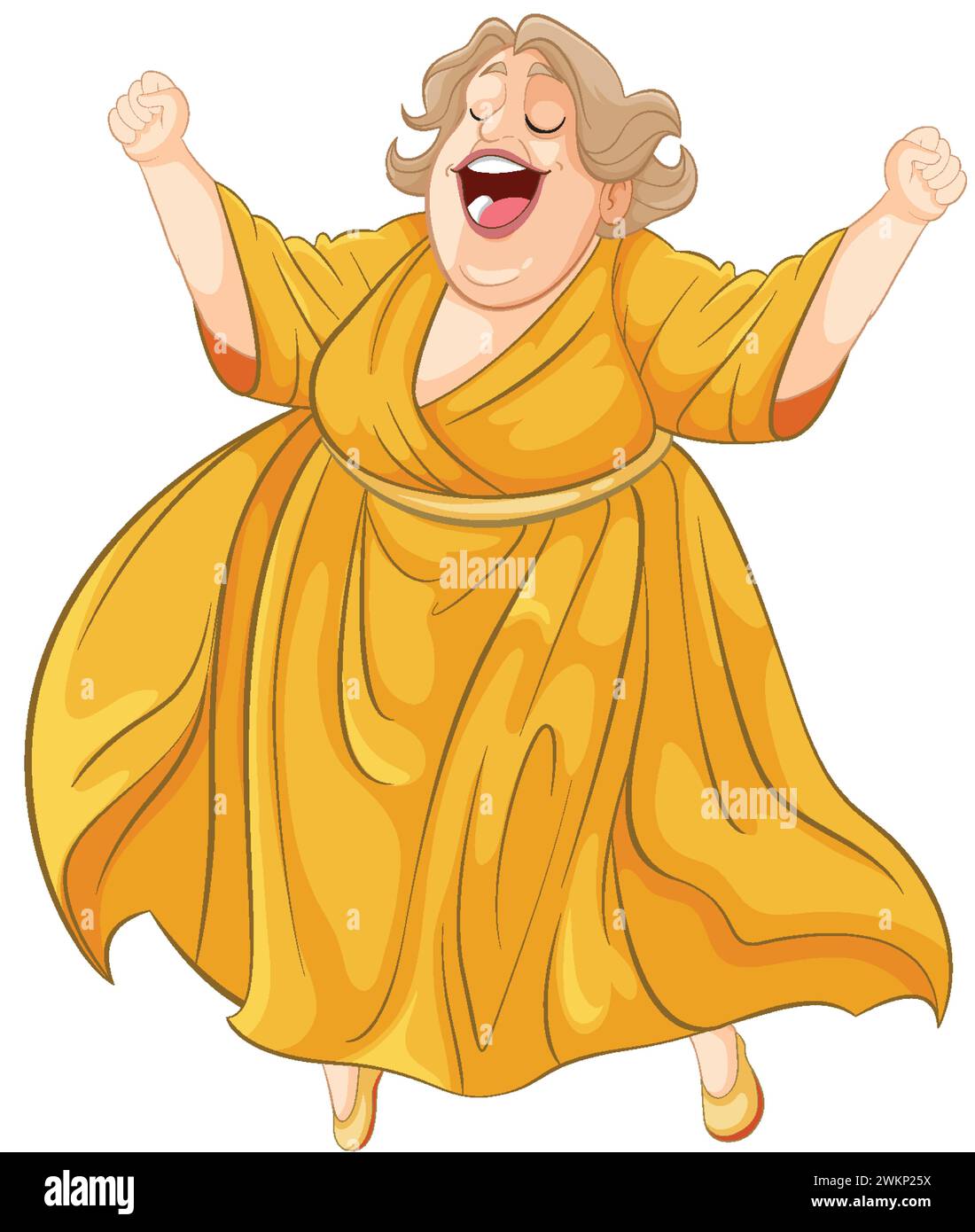An exuberant cartoon opera singer celebrating onstage Stock Vector ...