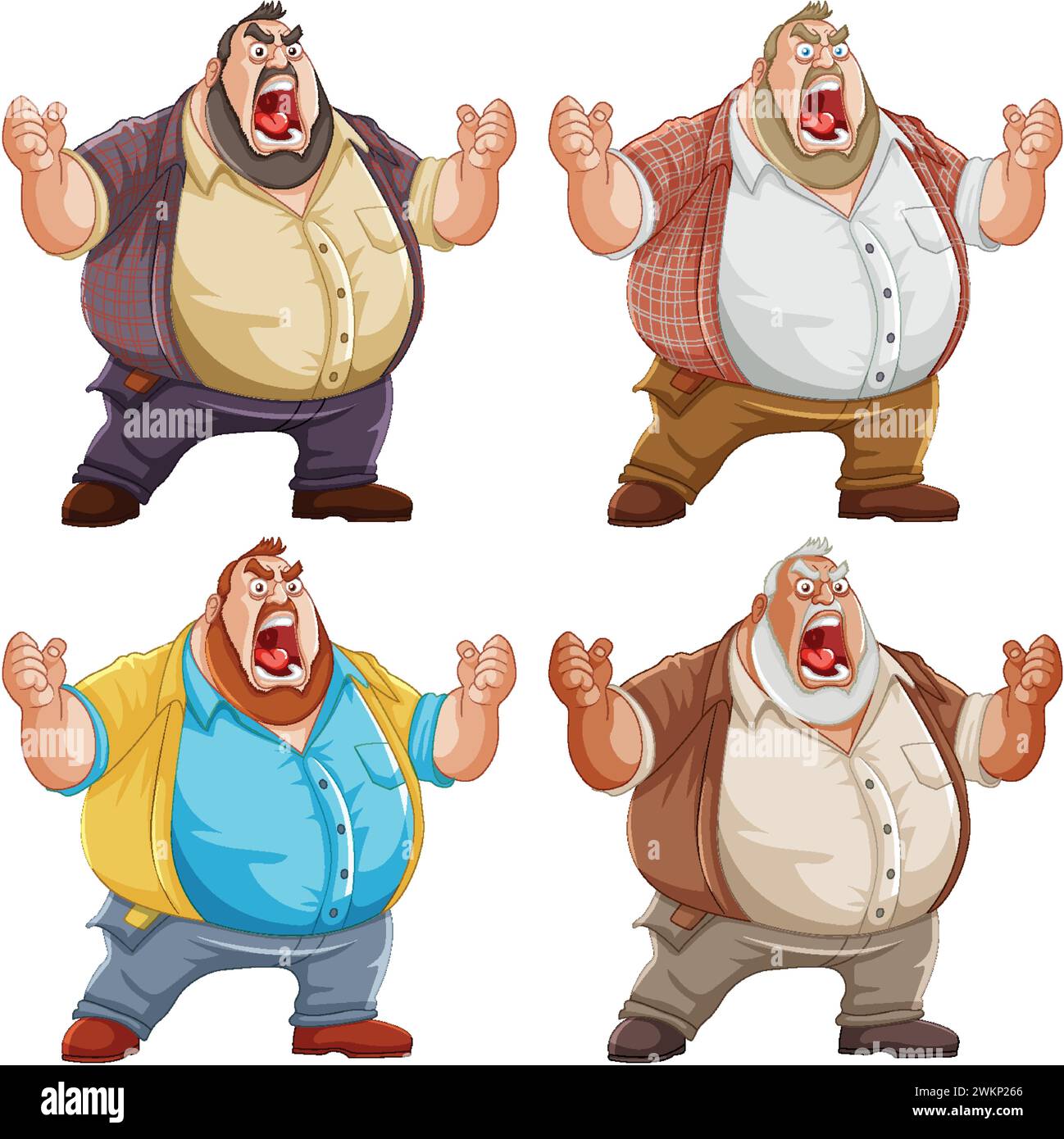Four poses of a cartoon man showing different emotions Stock Vector ...