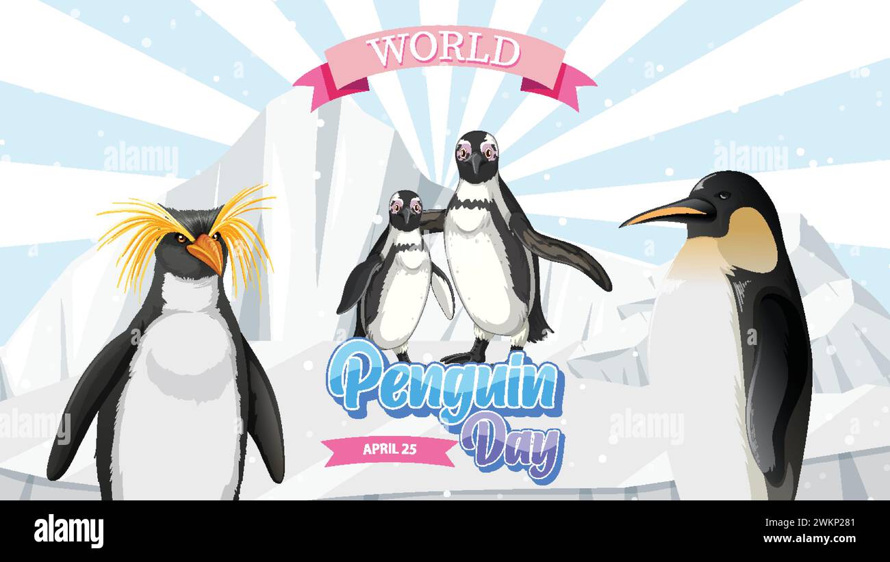Colorful vector celebrating penguins and conservation Stock Vector ...