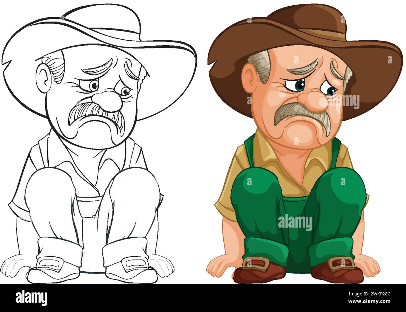 Vector illustration of a dejected cartoon cowboy Stock Vector Image ...