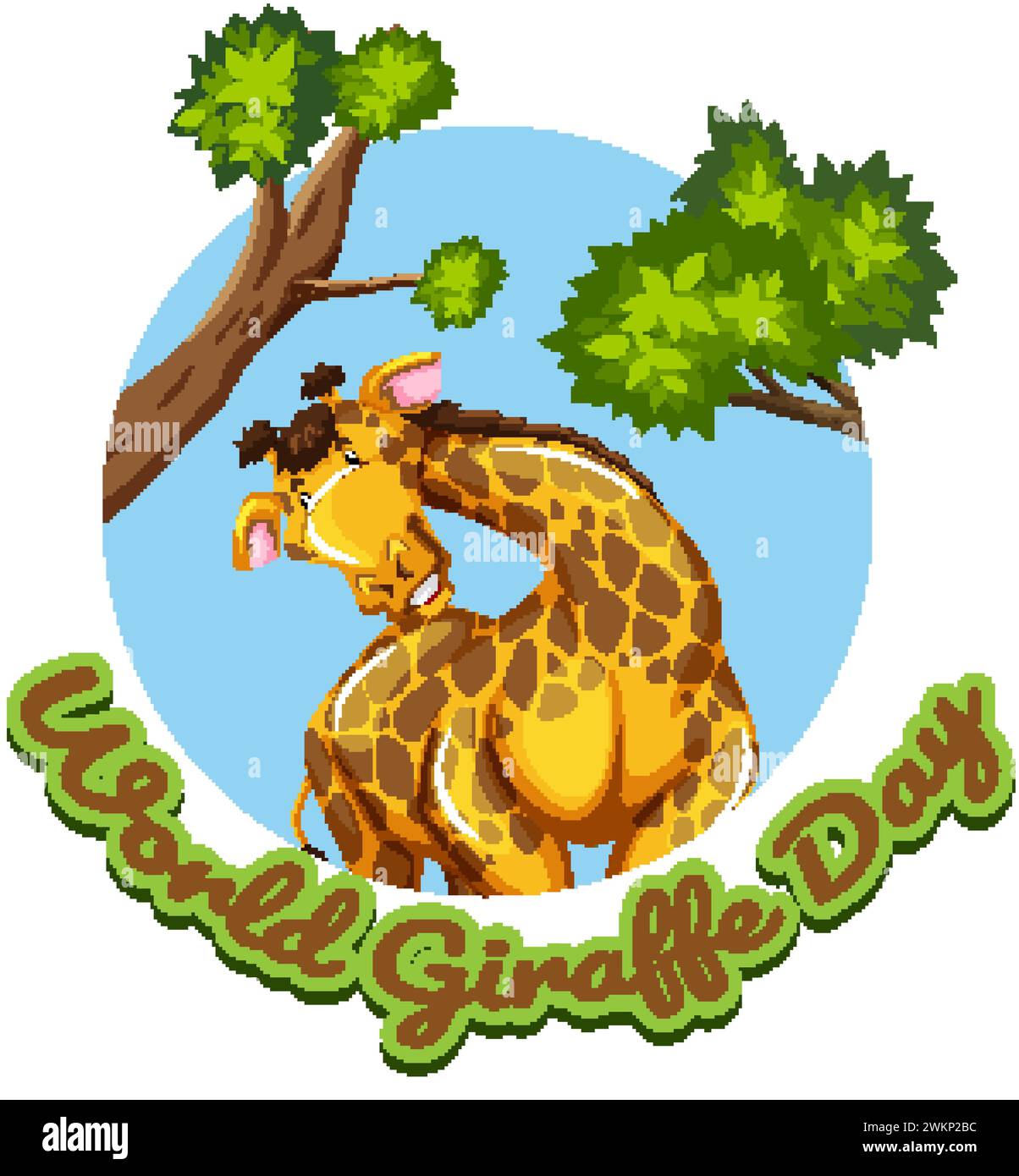 Vector graphic of a giraffe among trees with text Stock Vector Image ...