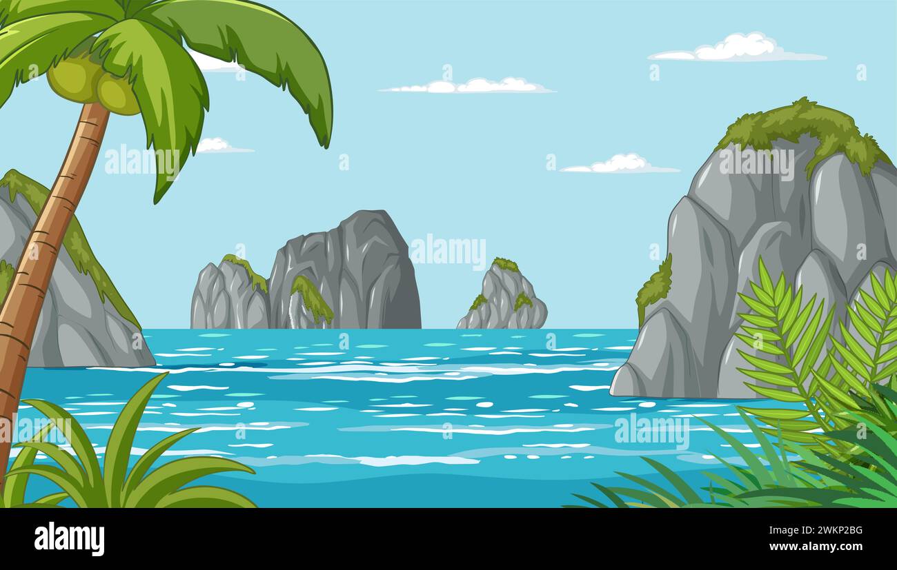 Coastal tropical scenery Stock Vector Images - Alamy