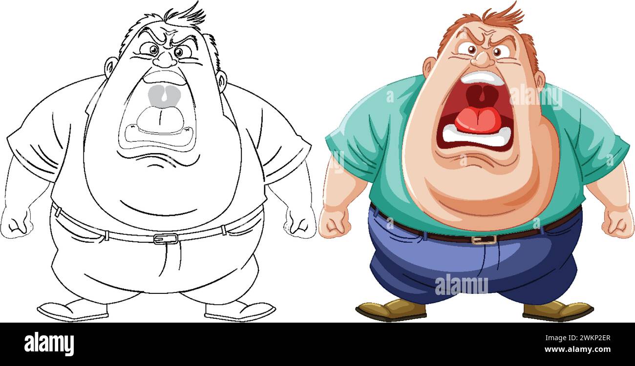 Two cartoon men with angry expressions facing each other Stock Vector ...