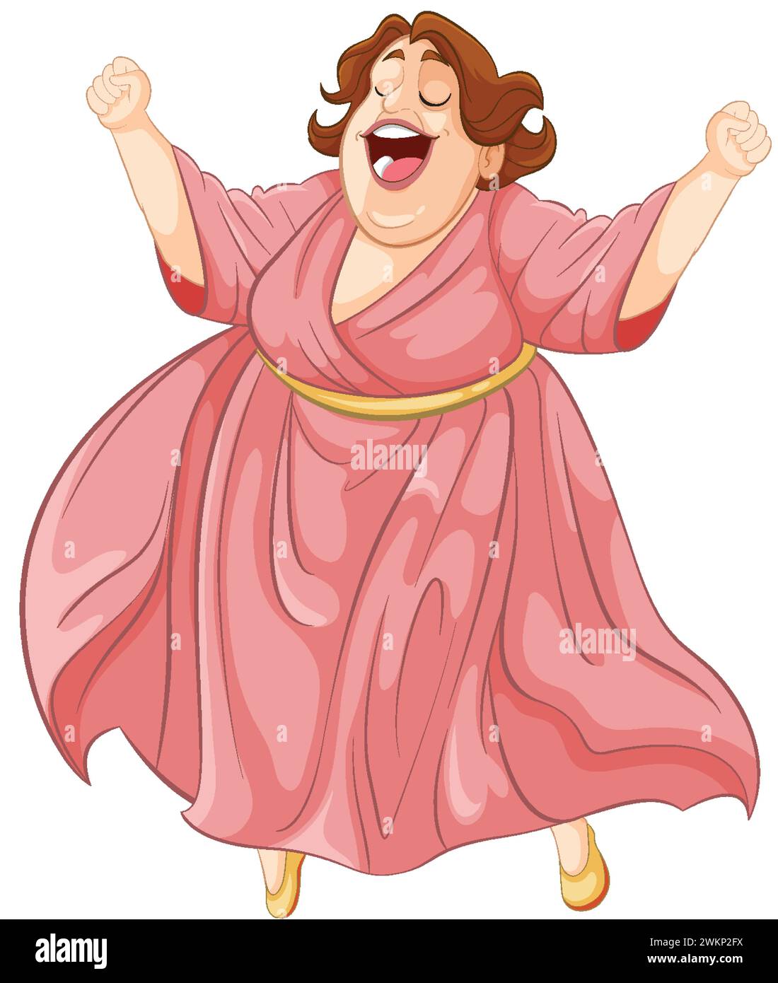 Happy, animated woman dancing in a flowing robe Stock Vector Image ...