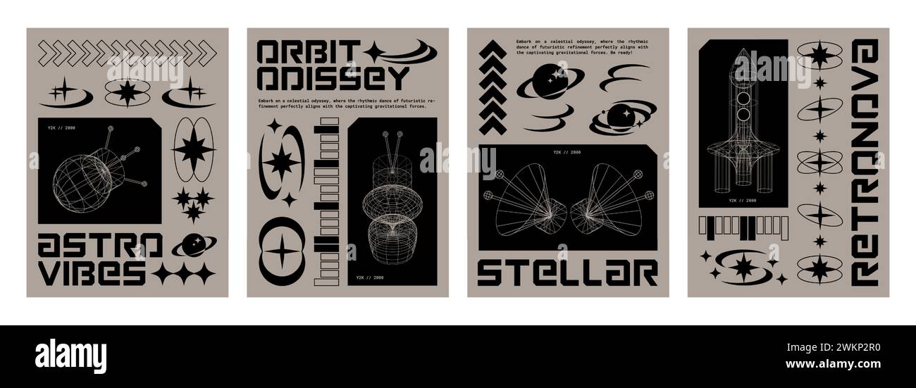 Poster design layout in y2k style with cosmos exploration elements ...