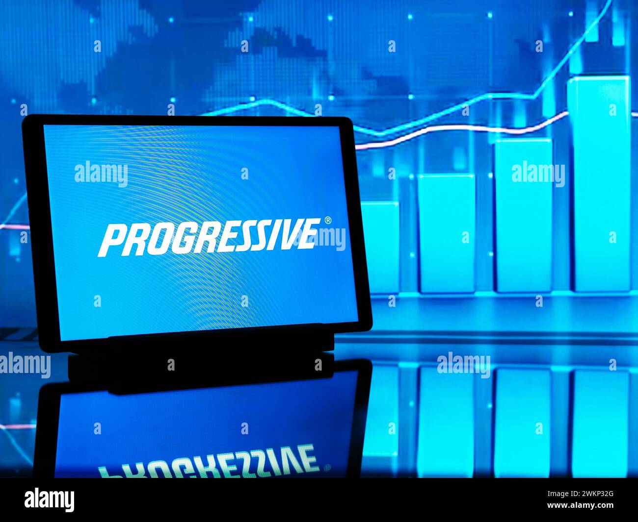In this photo illustration, Progressive Corporation logo seen displayed ...