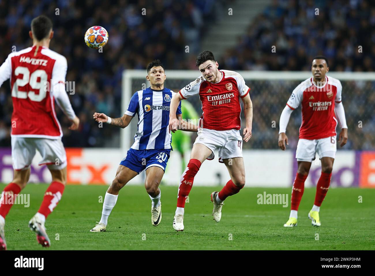 Porto, Portugal. 21st Feb, 2024. (L-R) Evanilson (Porto), Daclan Rice ...