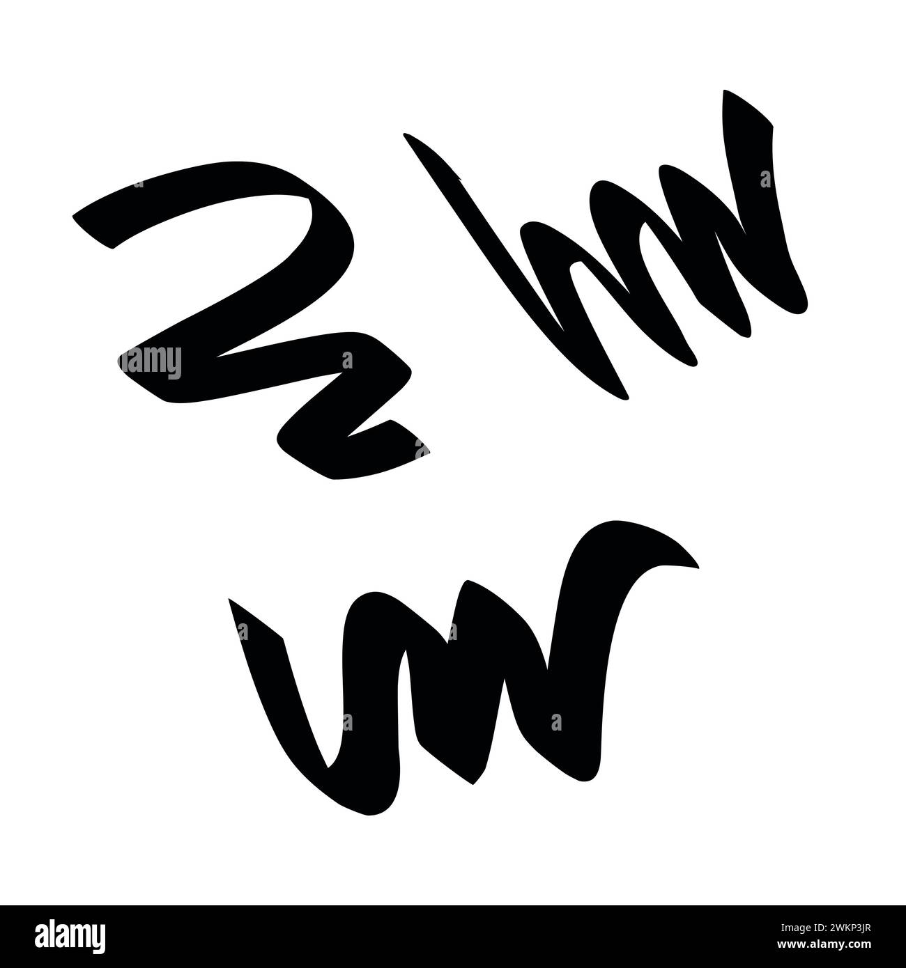 Vector set of abstract scribble bold brush pen elements. Hand drawn ...
