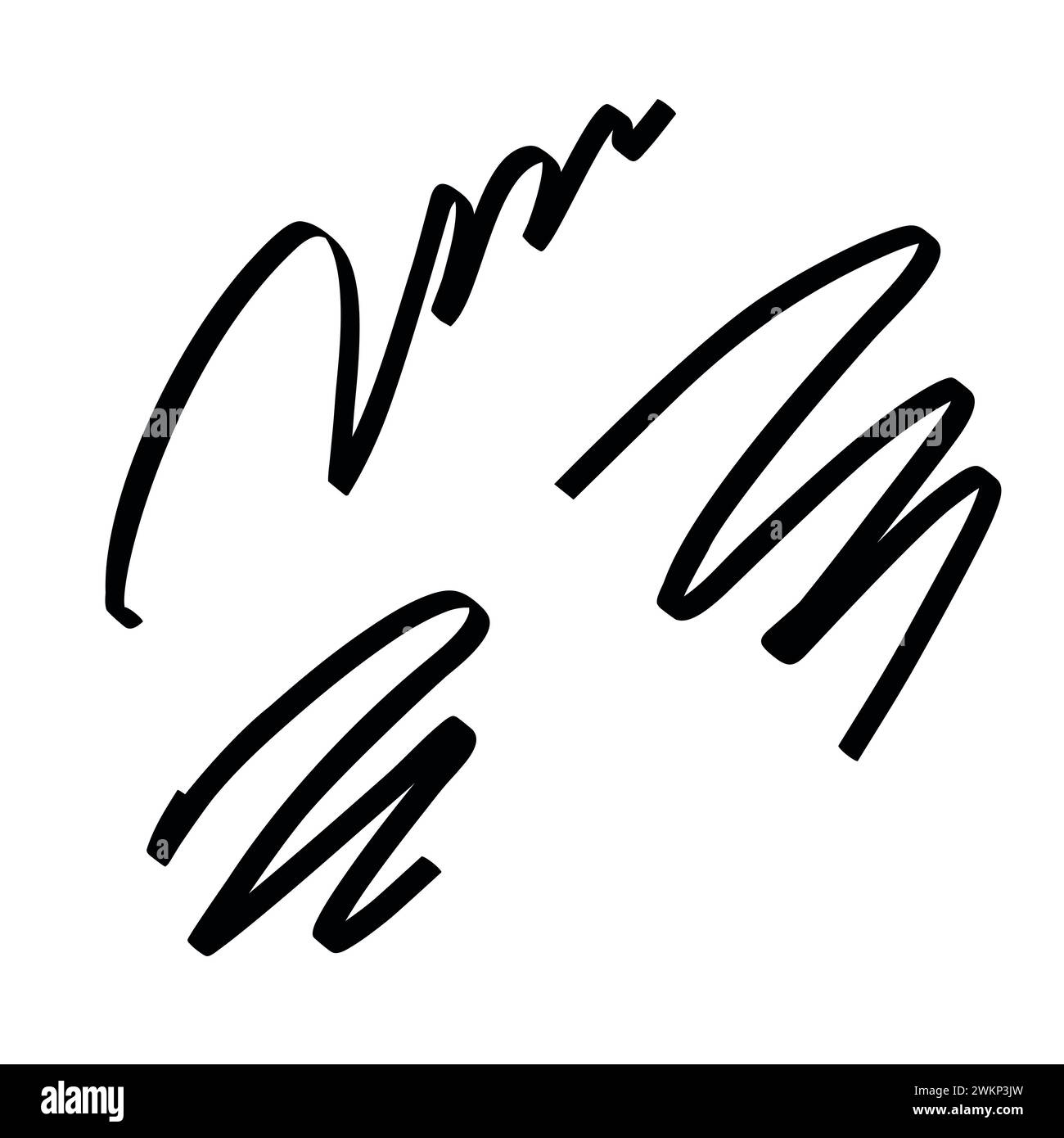 Vector set of abstract scribble bold brush pen elements. Hand drawn grunge paint stains ...