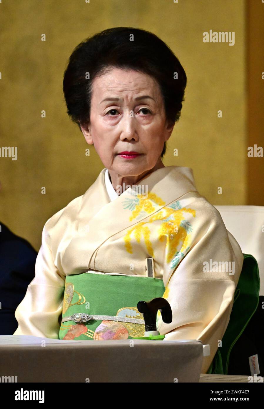 Princess Hanako, wife of Prince Hitachi, attends an award ceremony of ...