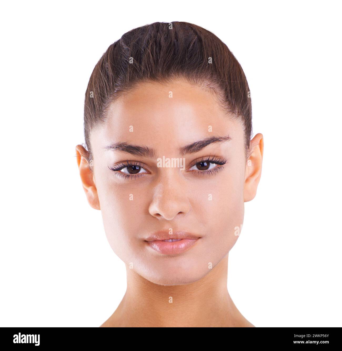 Portrait, woman and eyebrow for microblading, cosmetology and beauty in ...