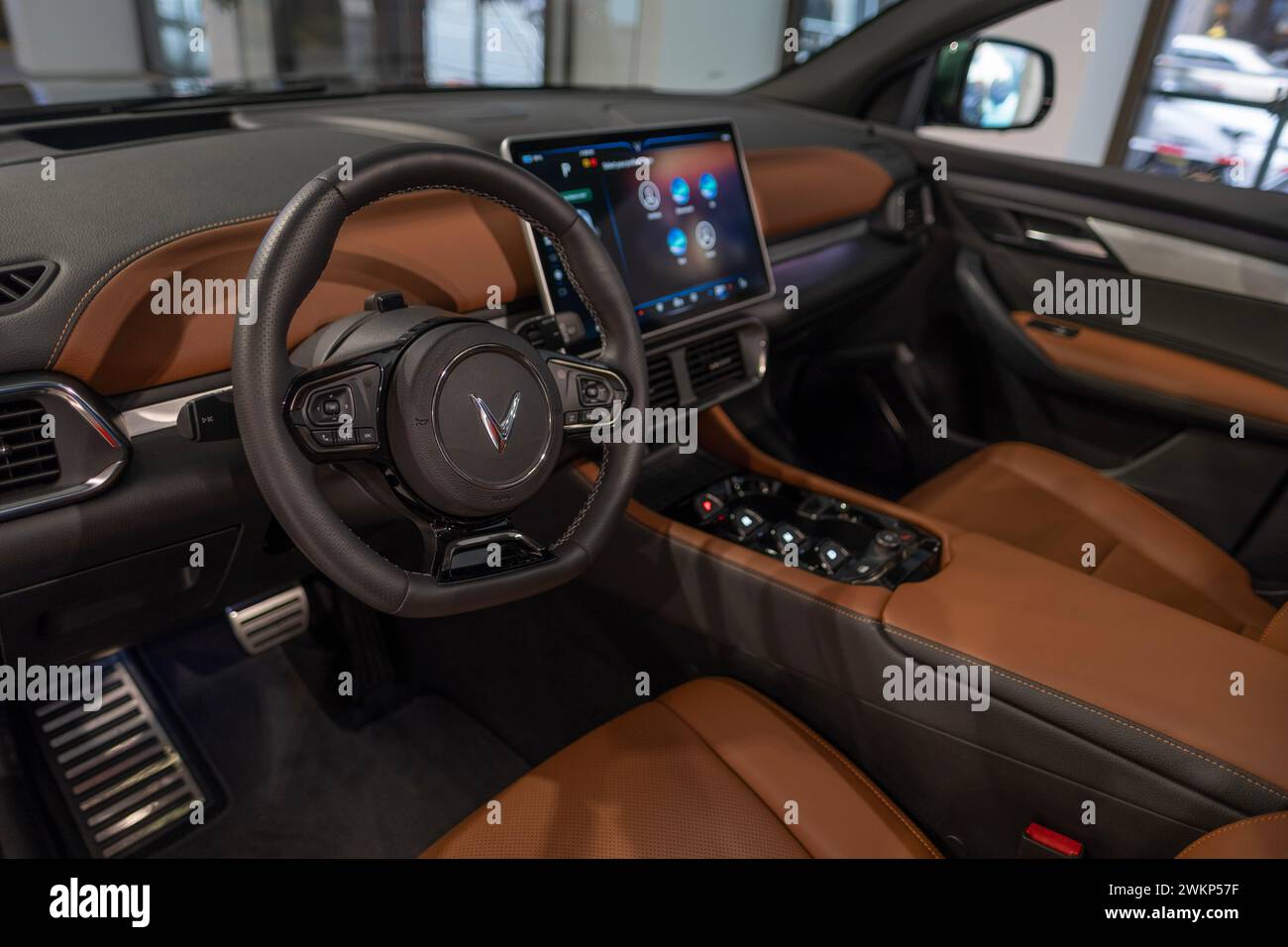 steering wheel, display, Interior, cockpit Vinfast vf 8 electric ...