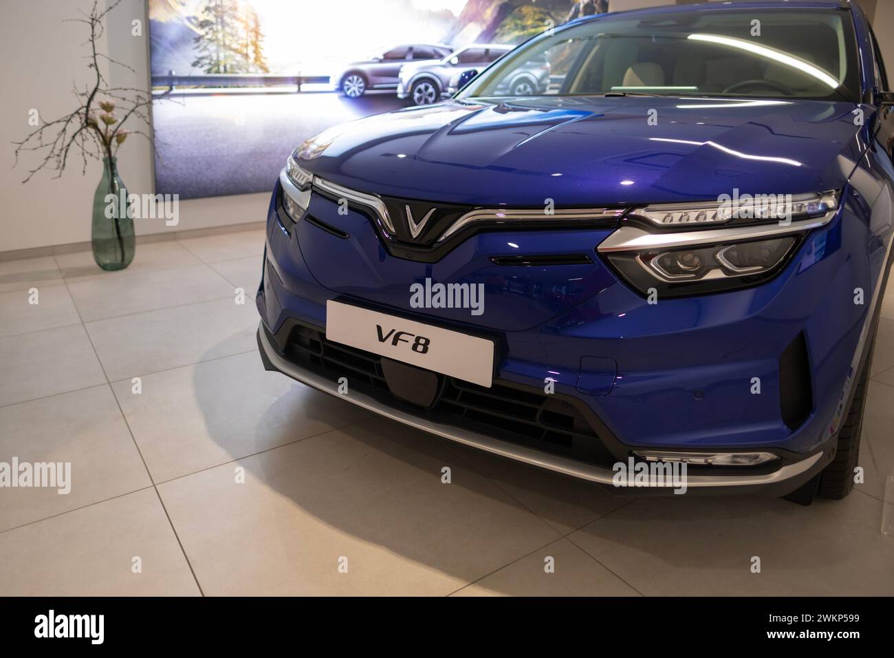 new blue Vinfast vf 8 electric crossover in Studio, advanced ...