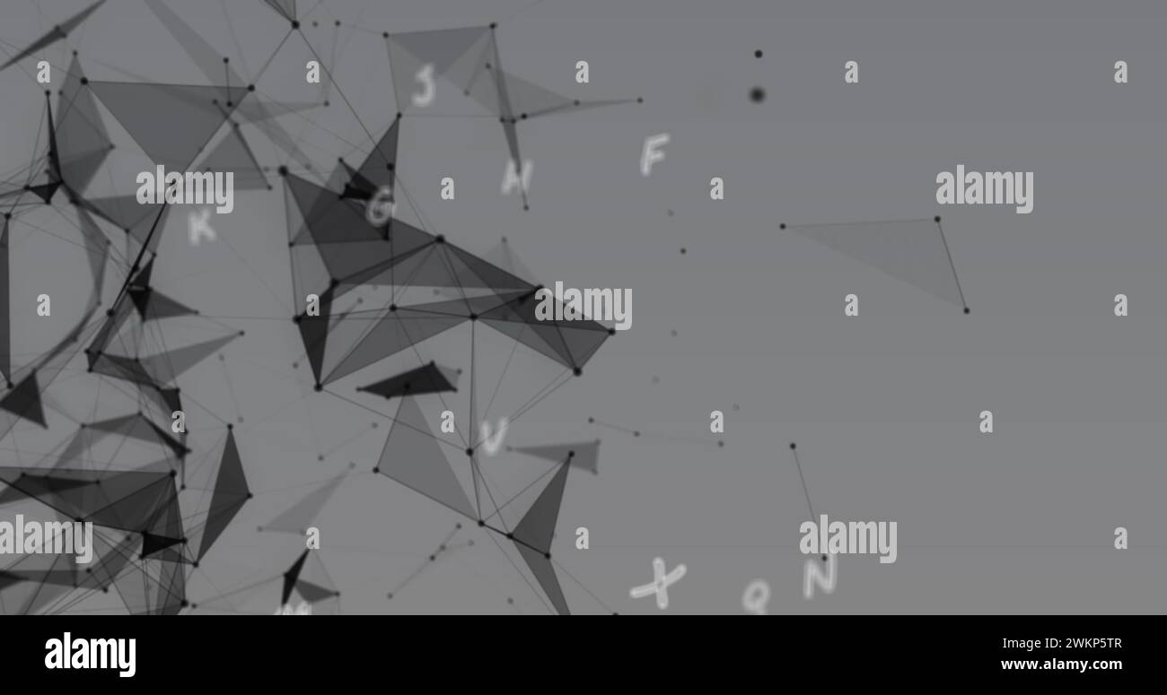 Image of multiple letters changing over network of connections Stock ...