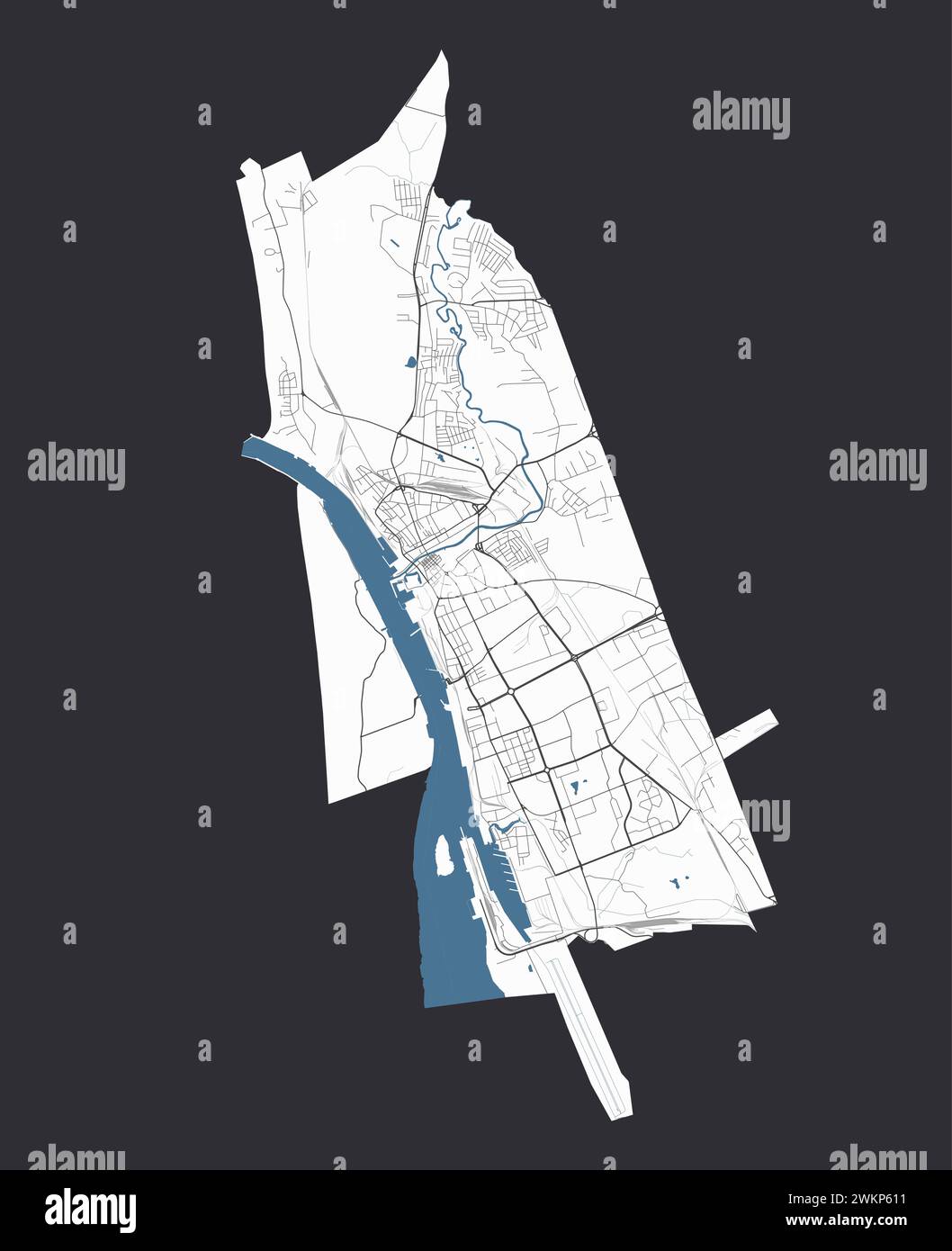 Map of Klaipeda, Lithuania. Detailed city vector map, metropolitan area ...