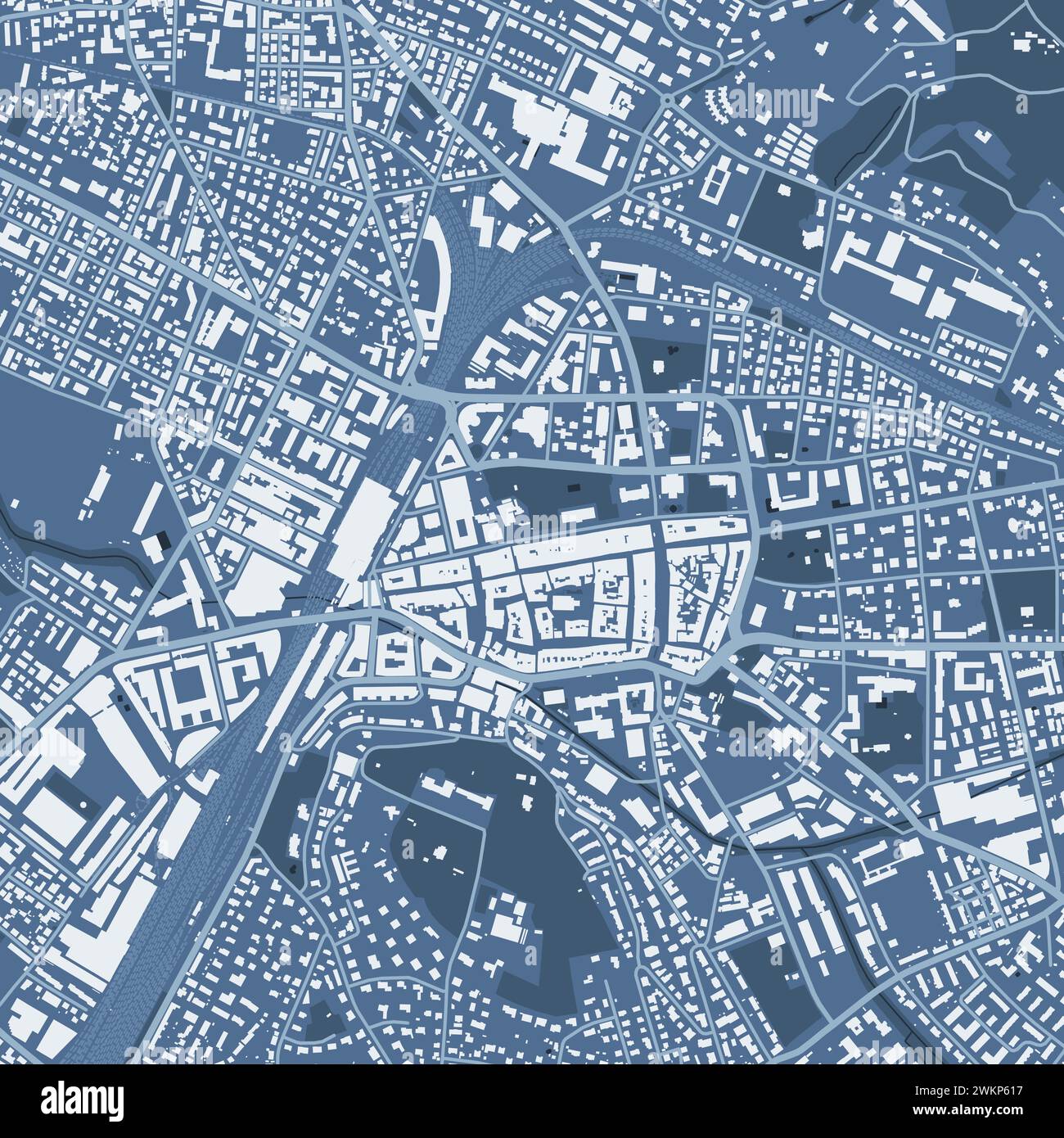 Blue Winterthur map, Switzerland. Vector city streetmap, municipal area ...