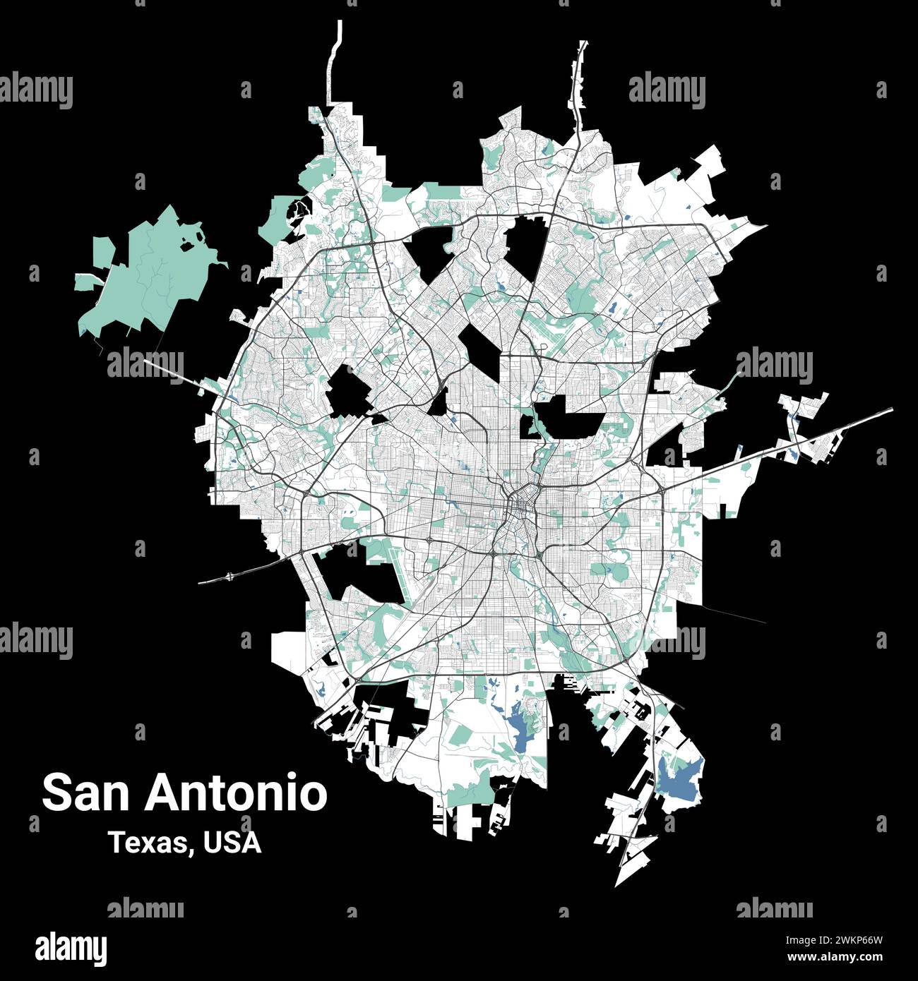 San Antonio city map, detailed administrative area with border Stock ...