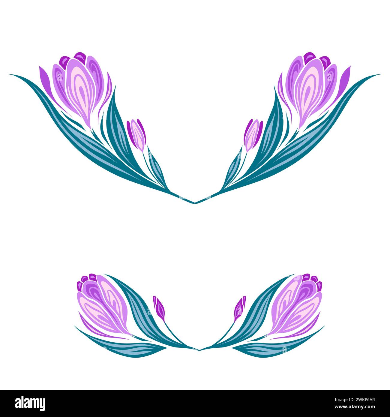Vector set of spring flowers frames. Decorative flat border of crocuses ...