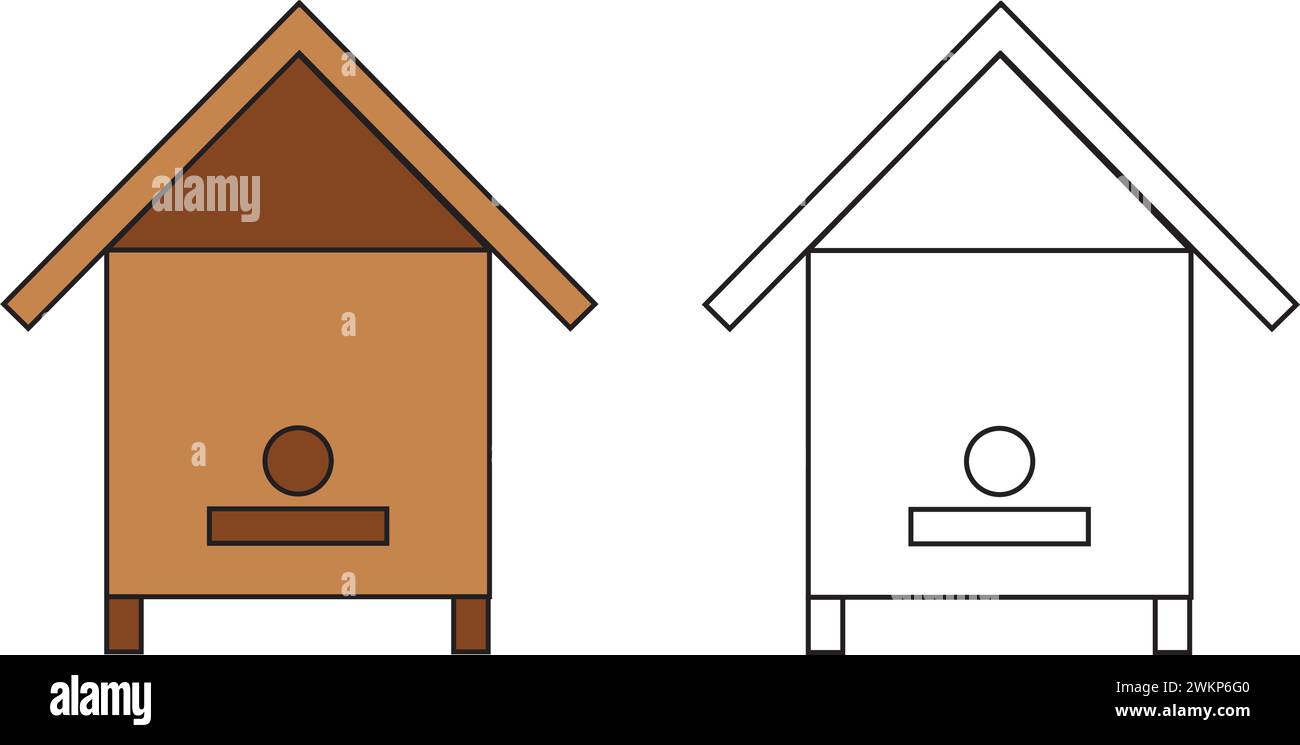 Bee hive. House for honey bees. Children's coloring book. Vector ...
