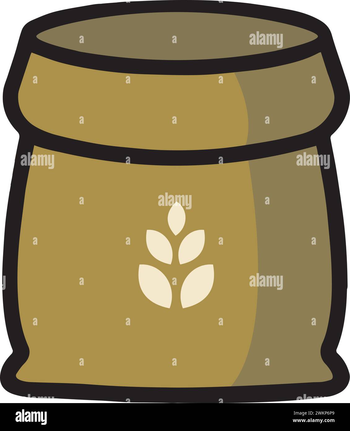 Sack of wheat flour line icon. Grain bag sign. Vector illustration ...
