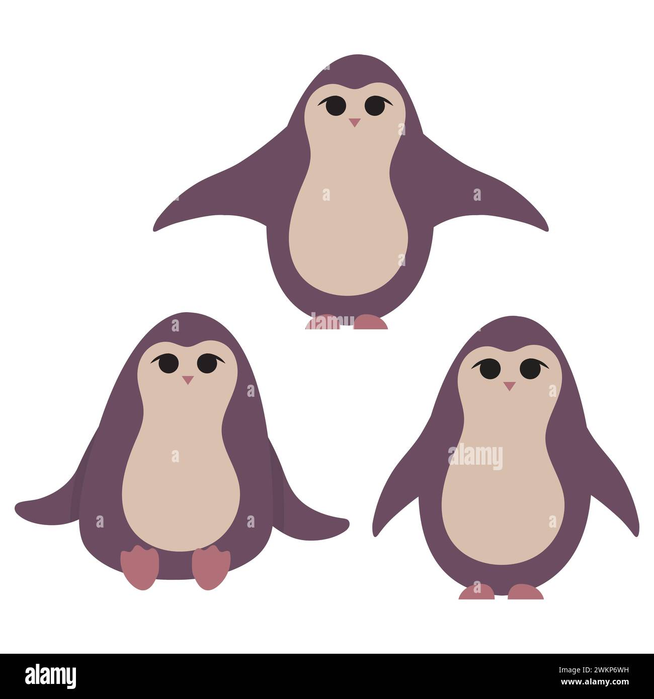 A set of cute penguins. Vector illustration isolated on white ...