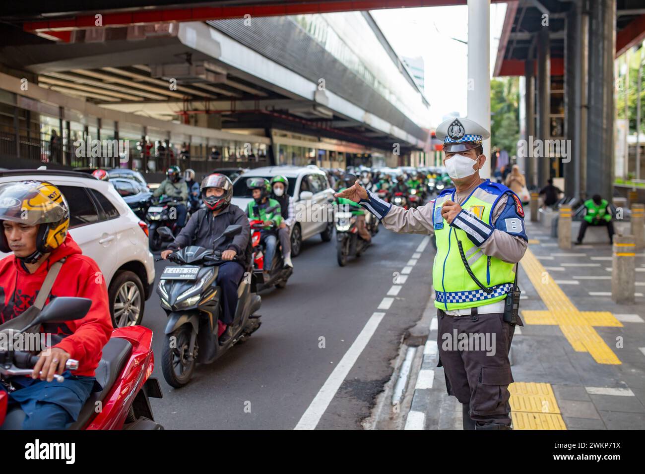 Jakarta, Indonesia - February 22, 2024: Police officer seen on the ...