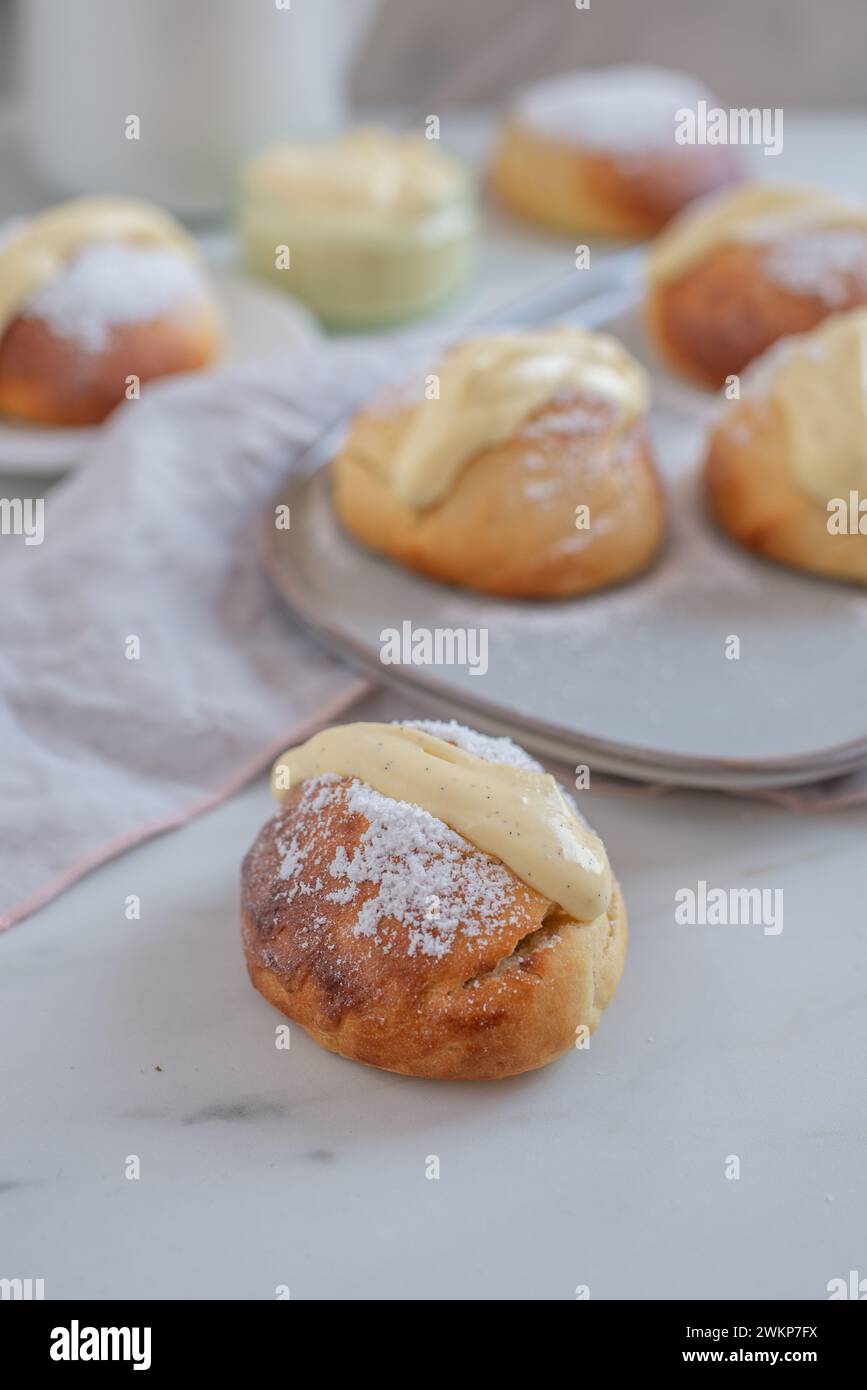 Maritozzo is italian roman breakfast sweet that whipped cream ...
