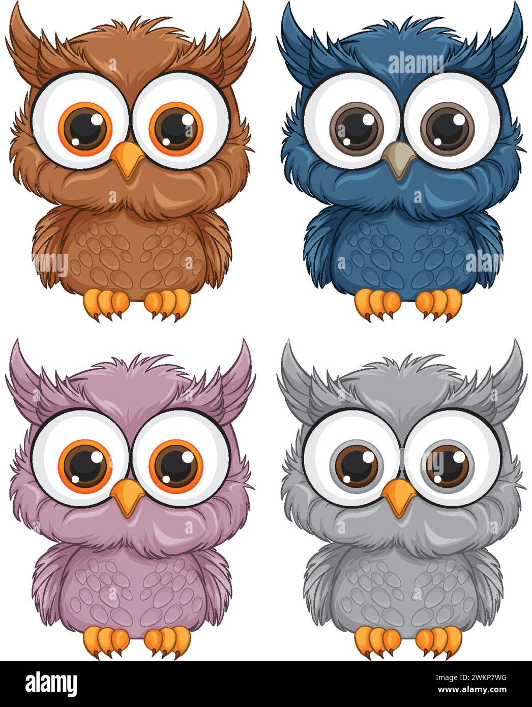 Four cute owls with different color feathers Stock Vector Image & Art ...