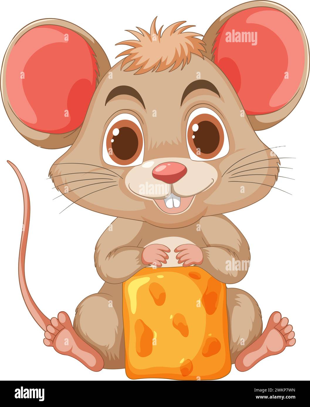 Cute cartoon mouse holding a large cheese block Stock Vector Image ...