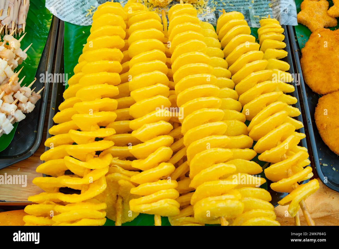 deep fried Tornado potato at horizontal composition Stock Photo - Alamy
