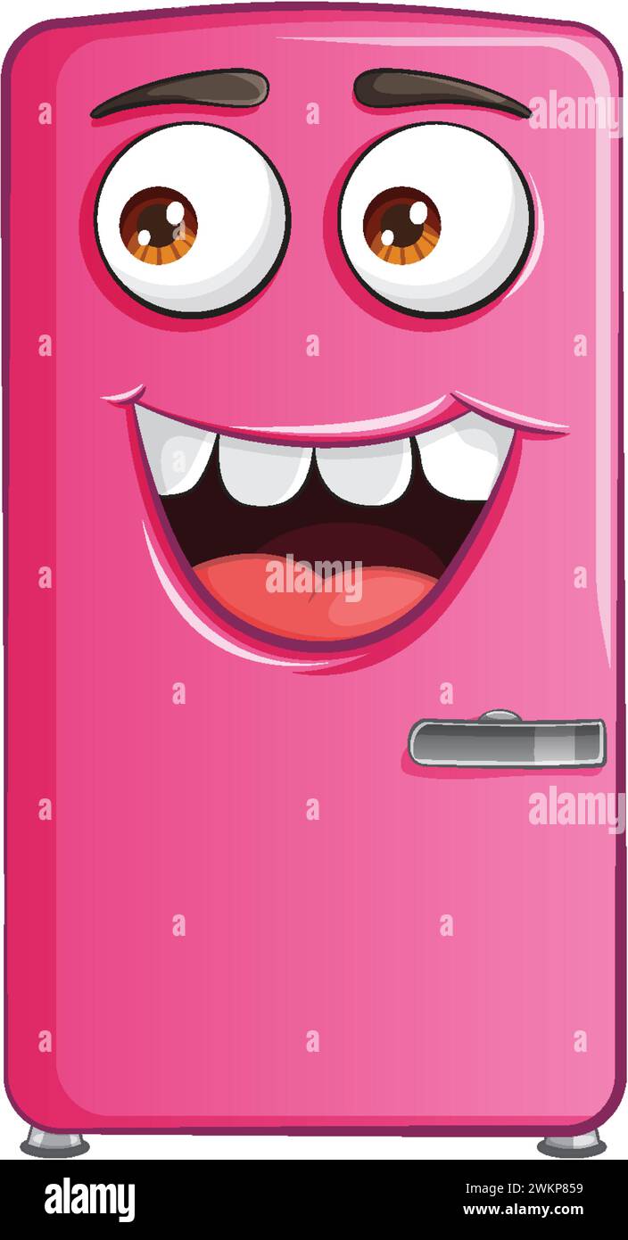 Vector illustration of a cheerful pink fridge Stock Vector Image & Art ...