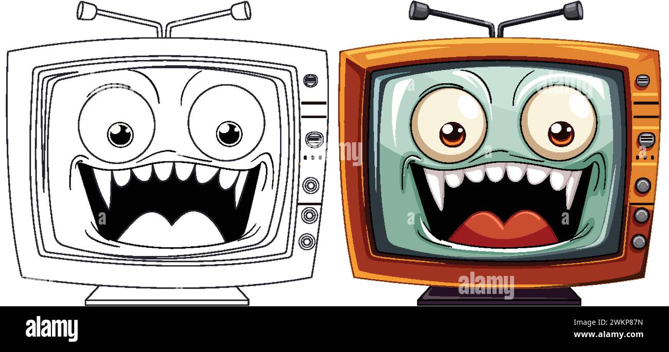 Two cartoon televisions with expressive faces Stock Vector Image & Art ...