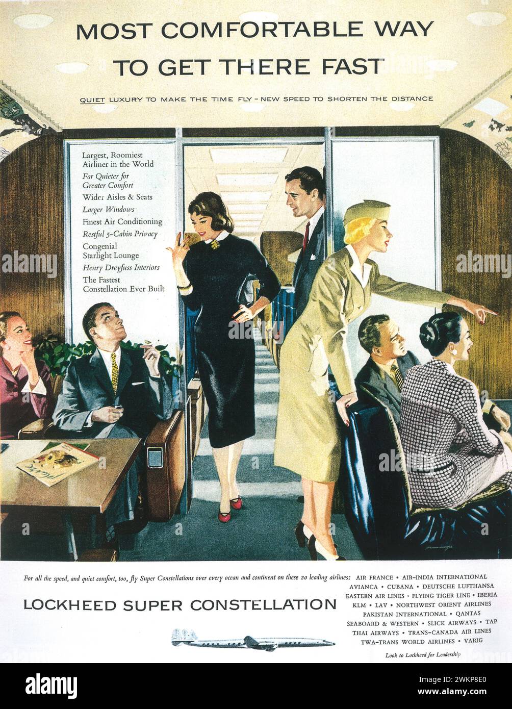 1955 Lockheed Super Constellation Airliner Print Ad Stock Photo - Alamy