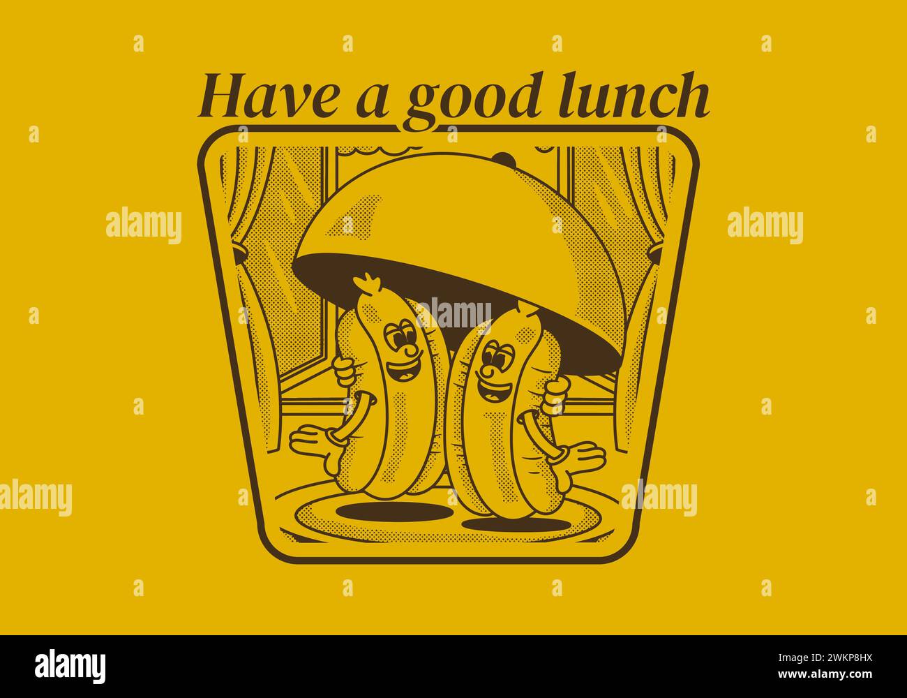 Have a good lunch. Mascot character illustration of two hot dog on the ...